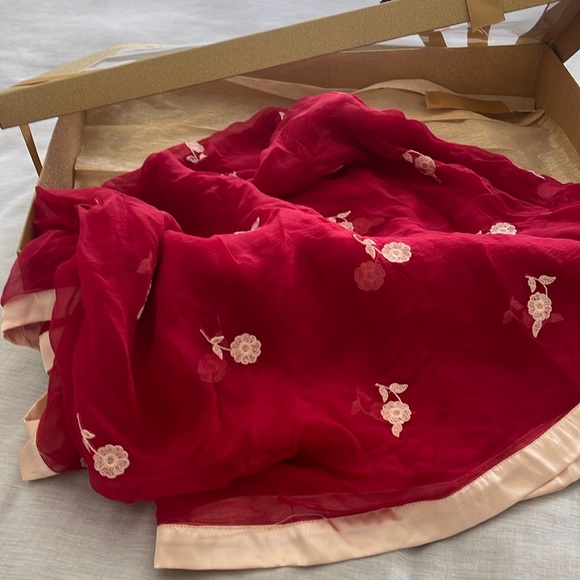 Kuku boutique | Accessories | Chiffon Scarf Red Color With Machine ...